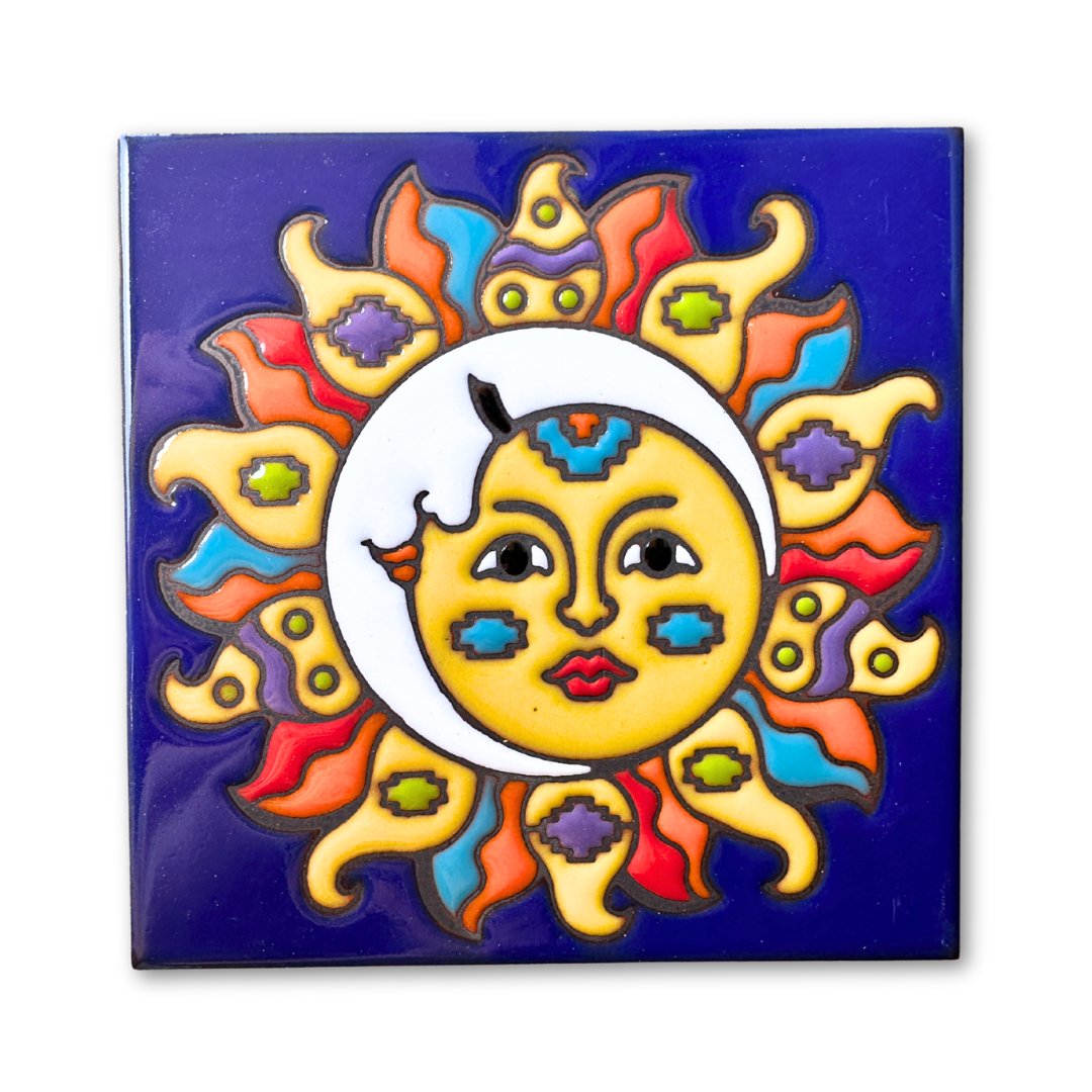 Southwest Sun and Moon Tile | Ceramic Tile Trivet Art Gift – Earthtones ...